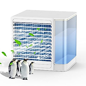 OCROUKI Portable Air Conditioners, Mini Desktop Air Cooler with 800ML Water Tank, USB Powered Portable AC for Personal with LED Night Light for Car, Office, Home and Camping