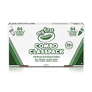 Crayola My First Washable Markers and Triangular Crayons, 128 Ct. Classpack