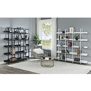 Harper & Bright Designs 5 Tier Bookcase Home Office Open Bookshelf, Vintage Industrial Style Shelf, MDF Board, White Metal Frame, Oak