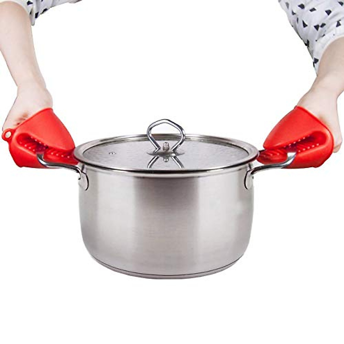 Acronde 2 Pairs Mini Oven Gloves Silicone Heat Resistant Cooking Pinch Mitts Potholder for Kitchen Cooking & Baking (Red and Blue)