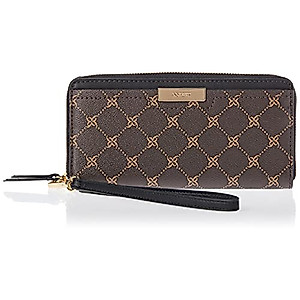 NINE WEST Lawson Zip ARND WRSTLT Wallet, Brown/Black
