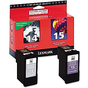 Lexmark 18C2239 14 & 15 X2600 X2650 X2670 Z2300 Z2320 Ink Cartridge Combo Pack (Black and Color, 2-Pack) in Retail Packaging