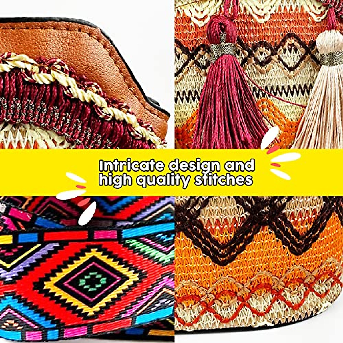 Yellow Bohemian Hippie Bag Stylish and Ultra-Trendy, Boho bags for Women, Ethnic Hippie Crossbody bag, Shoulder Bag, Hippie Side Bag with Adjustable Strap, Hippy Bags and Purses, Hippie Tote Bag