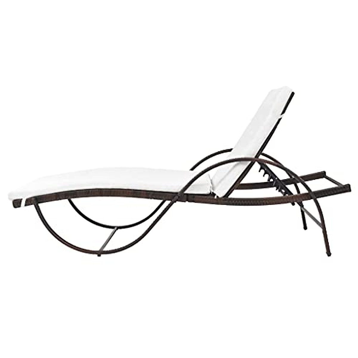 QZZCED Chaise Lounge Chair Sets Outdoor Beach Pool PE Rattan Reclining Chair with Cushion,Sun Loungers 2 pcs with Table Poly Rattan Brown(Fast delivery)