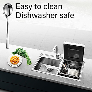 Wenkoni Soup Spoons, 4-Piece Large Round Spoons,7.8 inch SUS 304 Stainless Steel Bouillion spoons