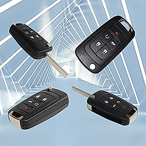 5 Buttons Flip Key Fob fits 2010-2017 Buick Allure Encore Lacrosse Regal Verano Chevy Camaro Cruze Equinox Impala Malibu Sonic GMC Terrain Keyless Entry Remote OHT01060512