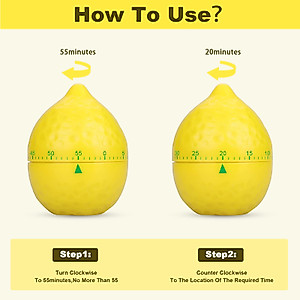 Kitchen Timer,60 Minutes Cooking Timer, Cute Craft Lemon Classroom Timer with 360° Rotating Countdown, Durable Mechanical Lemon Reminder, Kitchen Timer Clock for Kids Teachers Adults