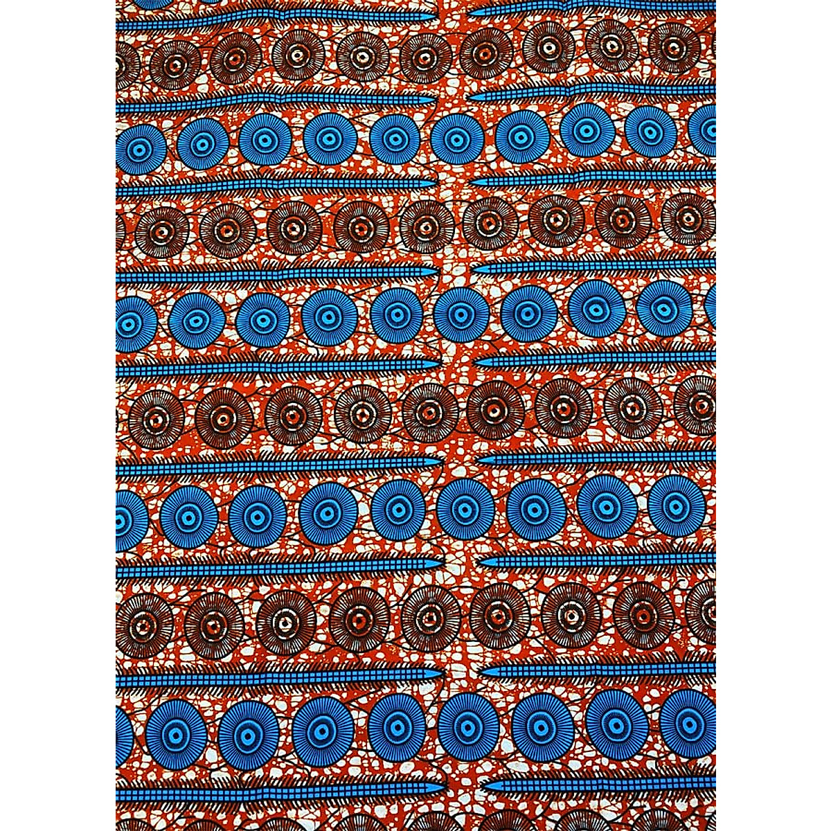 Circle/Disc African Wrapper Wax Print Fabrics-Red-Orange, Light-Blue, White, Black - Sell by 6 Yards-100% Cotton- for Dresses