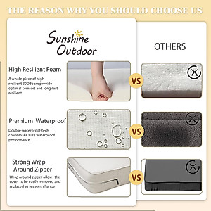 SunshineOutdoor in/Outdoor Almond Deep Seat Cushion 24x24x5.5 inch:with Removable Cover Deep Seat & Back Cushion for with Most Patio Furniture at homedepot(2 Set)