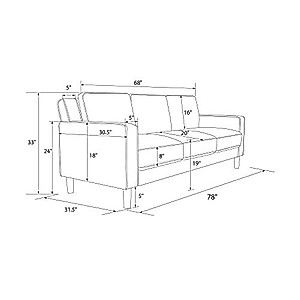 DHP Brynn 3 Seater Sofa, Green Velvet