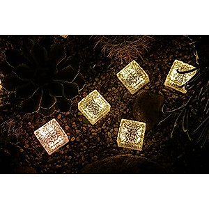 Solar Brick Lights, Glass Brick Lights, ice Brick Lights, Scene Lights, Garden Street Lights with switches, Suitable for Outdoor Path Atmosphere Lights in Gardens and courtyards(4pcs)（Big Warm White）