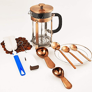 ADAMITA French Press Coffee Maker 8 cups 34 oz 304 Stainless Steel Coffee Press with 4 Filter Screens, Easy Clean Heat Resistant Borosilicate Glass - Free 100% BPA (A-Style-Copper-3A, 34 oz)