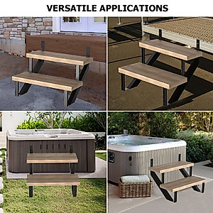 Doniks Steel Stair Step Riser -2 Step for Deck Height 19.5 Inches Metal Stair Stringer Step Stringer Support Connector Frame Hanger Bracket