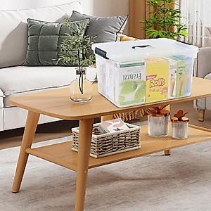 Esdiplot 4 Pack 17.5 L Stackable Latching Container Bins with Lid, Clear Plastic Storage Box with Handle