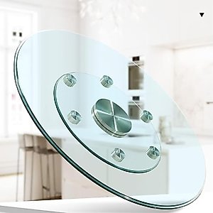 CLSQLXYJZC Dining Table Top Serving Plate, 12mm Thick Round Glass Turntable Lazy Susan, 360° Smooth Rotating Serving Plate, for Large Tabletop Serving Plate (Color : Clear, Size : 80cm (31.5inch))