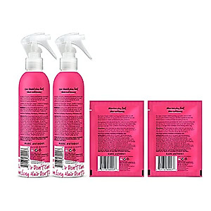 Marc Anthony Grow Long Hair Treatment Bundle - 2 Leave In Conditioner Sprays & 2 Travel Hair Mask, Red Tea Scent, Paraben-Phthalate-Sulfate-Free, Anti-Frizz & Nourishing Formula For Dry & Damaged Hair
