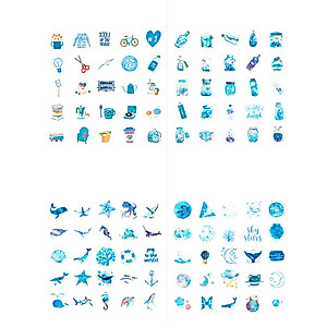 400PCS Kawaii Scrapbook Sticker Set Fresh Drift Bottle Universe Planet Constellation Marine Life Food Drink Fruit Amusement Park DIY Label for Srapbooking Journal Album Planner Envelope Journaling