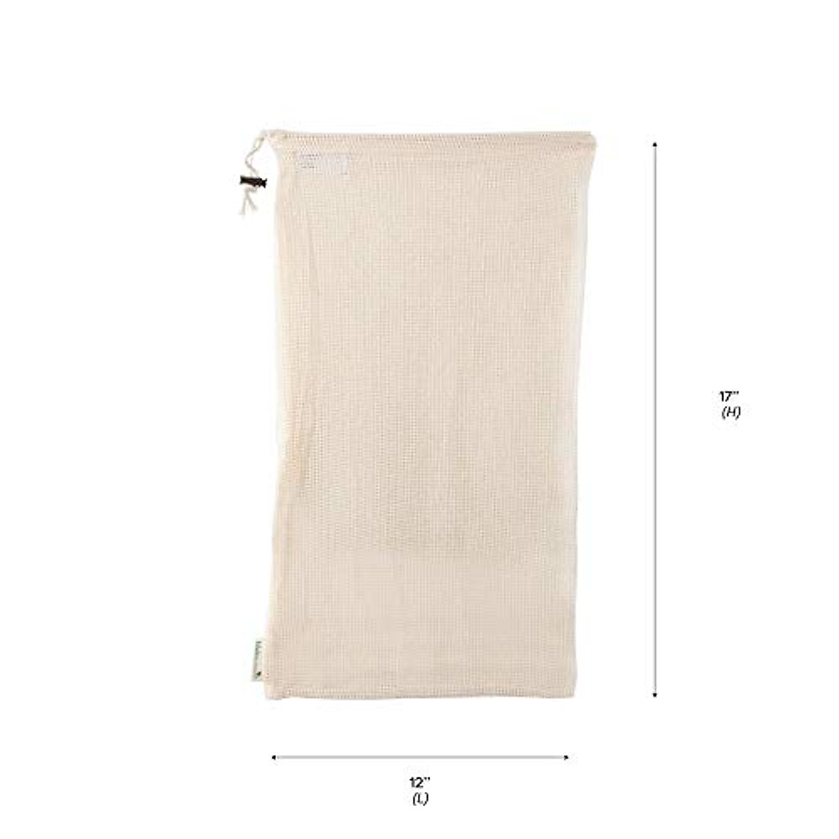 Kitchen Details 3 Pack Reusable Cotton Mesh Produce Bags | Green Living | Fruit and Vegetable Bags & Organizers | Good for Grocery Shopping | Natural Beige