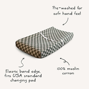 mushie Extra Soft Muslin Fitted Changing Pad Cover (White)