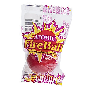 Atomic Fireballs Candy Bulk Tub, 240 Pieces - Cinnamon Flavored Jawbreakers Individually Wrapped Candies in Reusable Container, Fat Free & Gluten Free
