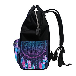 My Little Nest Large Capacity Diaper Bag Chic Bohemian Dream Catcher with Feathers Durable Multi Function Travel Backpack for Mom