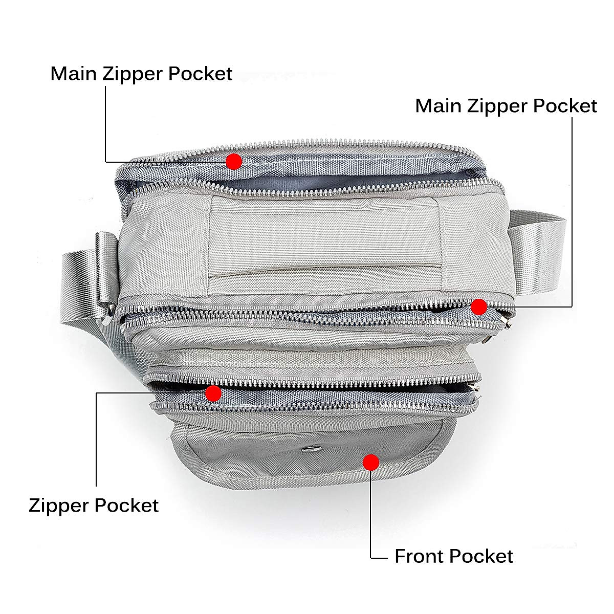 JOSEKO Crossbody Bag for Women, Mini Nylon Crossbody Travel Messenger Organizer Purse handbag Lightweight Pocket Bag Grey medium