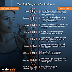 Watersafe The Original Water Testing Kit for Drinking Water, Well and Tap Water, Sensitive Lead in Water Test, Bacteria, Hardness, pH, Nitrates, Easy Instructions, Lab-Accurate Results, 1 Kit