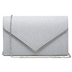 Dasein Women Glistening Clutches Handbags Evening Bags Wedding Purses Cocktail Prom Party Clutches (Silver)