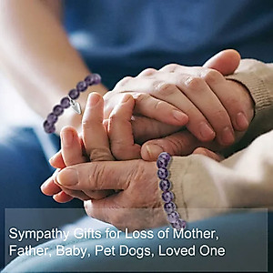 Haoze Sympathy Gift for Loss of Mom, Remembrance Bracelet Sympathy Memorial Gifts for Loss of Mom Mother Father Pet Grief Jewelry Bereavement Condolence Gifts(Purple Amethyst)