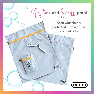 mumi Travel Laundry Bag, Moisture and Smell-Proof, Wash Bags Separate Laundry from Clean Clothes, with Folding Hanger and Outer Bag