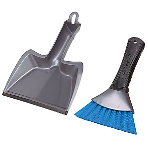 Carrand 92034 AutoSpa Grip Tech Deluxe Dust Pan with Heavy Duty Brush, Silver