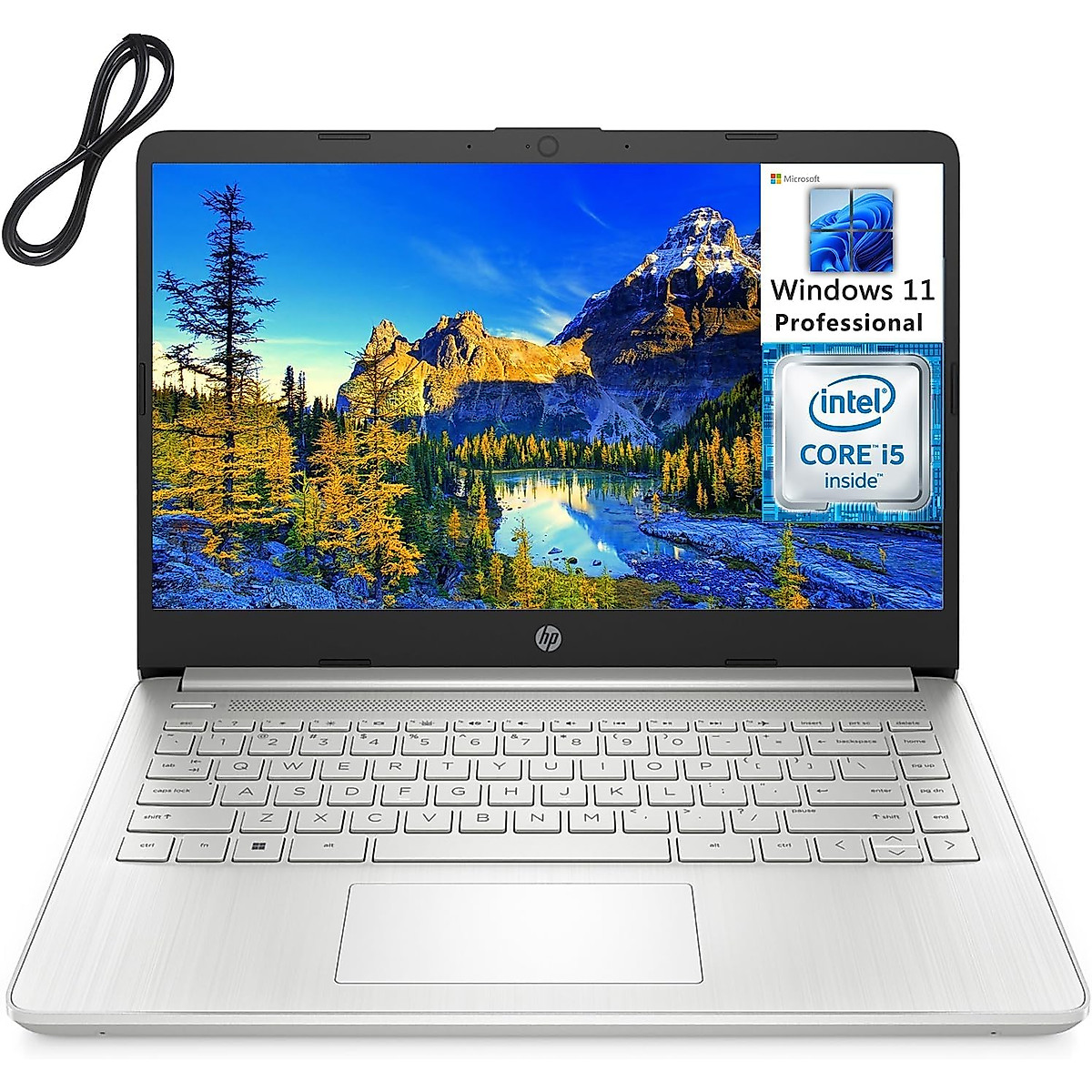 HP 14" Business Laptop Computer, Intel Quad-Core i5-1135G7 up to 4.2GHz (Beat i7-1065G7), 64GB DDR4 RAM, 2TB PCIe SSD, 802.11AC WiFi, Bluetooth, Natural Silver, Windows 11 Pro, BROAG Cable