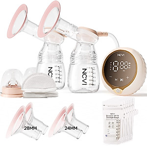 NCVI 8100 Double Electric Breast Pump with 4 Modes, 9 Levels, Anti-Backflow, 24/28mm Flanges, Touch Panel, LED Display, Ultra-Quiet