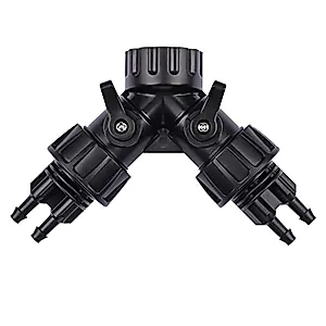 Yulaiyoen 1/4 Inch Drip Irrigation Tubing to Faucet Adapter Connector, 2 Way Y Splitter for 3/4" Inch Garden Hose to 1/4 Inch Drip Irrigation Hose