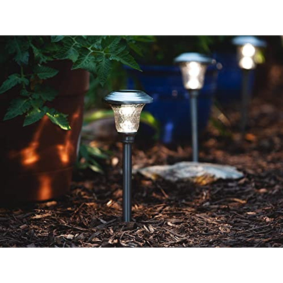 Signature Garden Solar Garden Lights - Auto On/Off Outdoor Bright Solar Pathway Lights - All-Weather/Waterproof Outdoor Solar Lights for Yard, Garden, or Driveway (8-Pack, Stainless Steel Silver)