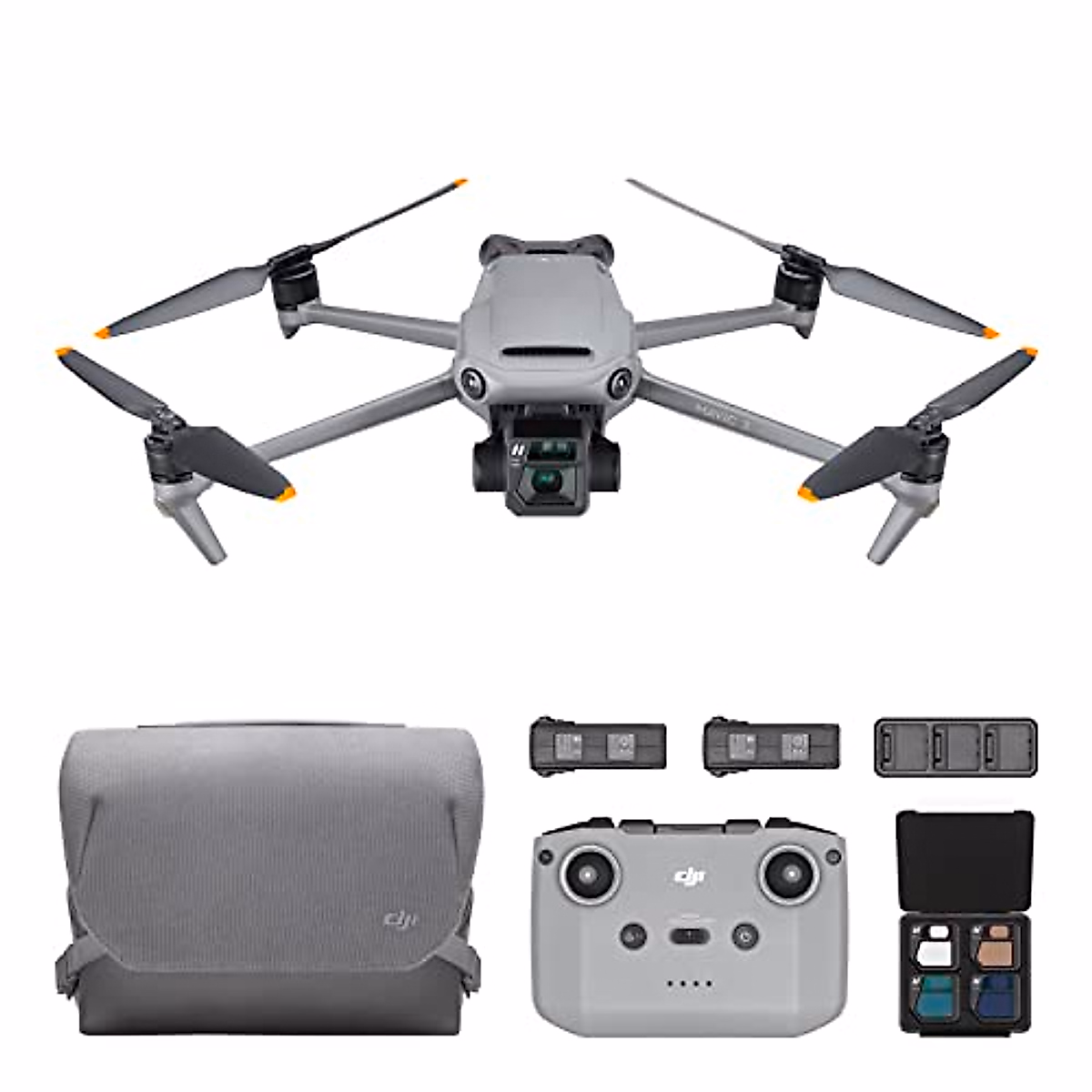 DJI Mavic 3 Fly More Combo, Drone with 4/3 CMOS Hasselblad Camera, 5.1K Video, Omnidirectional Obstacle Sensing, 46 Mins Flight, Advanced Auto Return, with DJI RC-N1, Two Extra Batteries, Gray