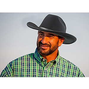 Classic Western Felt Cowboy Cowgirl Hat for Women Men Wide Brim Belt Buckle Cowboy Hat (Size:Medium-Large)