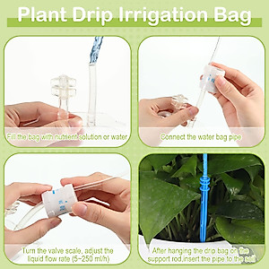 6 Pcs Plant Drip Irrigation Bag 350ml Automatic Plant Waterer Plant Watering Devices System Waterer with Adjustable Valve Switch for Indoor Outdoor House Potted Plant Support Gardening System Kit