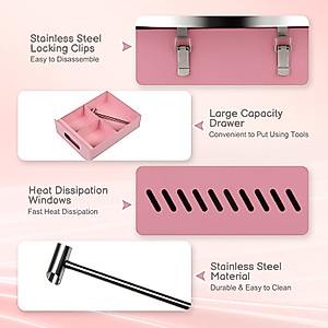 ROVSUN 21 Inch Cotton Candy Machine Cart, Electric Cotton Candy Maker Candy Floss Machine w/Cover, Stainless Steel Bowl, Sugar Scoop and Large Storage Drawer for Commercial Home Party Carnival, Pink