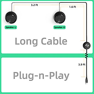 XKX Computer Speakers for Desktop, PC Speakers for Laptop, Small USB-Powered External Speakers with Hi-Fidelity Stereo Sound, Direct Volume Control, Plug-n-Play