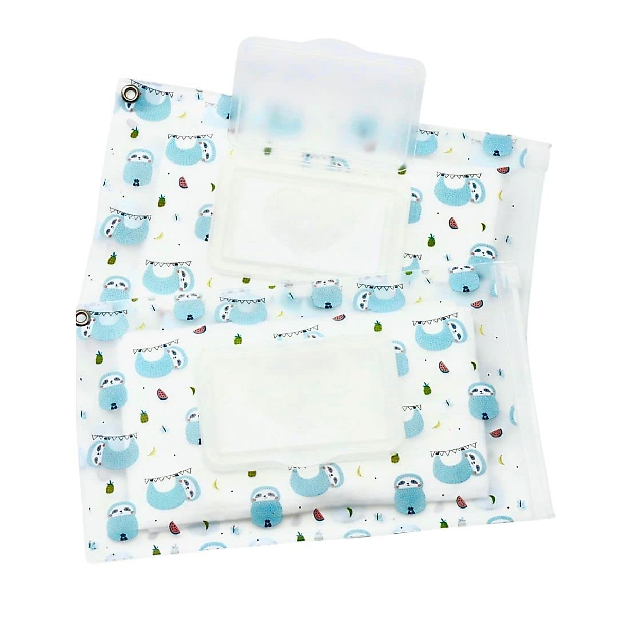 Orchid Hearts Baby Wipes Dispenser - Portable & Refillable Wet Wipe Pouch, Reusable Baby Wipes Holder & Baby Wipe Container, Baby Essential, Makeup Wipe Travel Case - Rain Forest, 2pcs