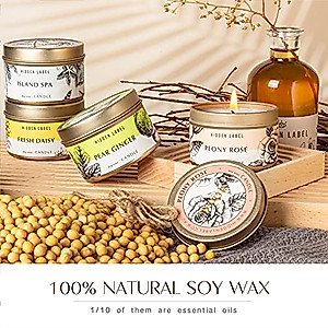 Hidden Label Scented Candles Gifts for Women, Remedy Collection Small Soy Candles 4pack 3.45oz Travel Tin, Gifts for Birthday Valentines Day Mothers Day Christmas(Set1)