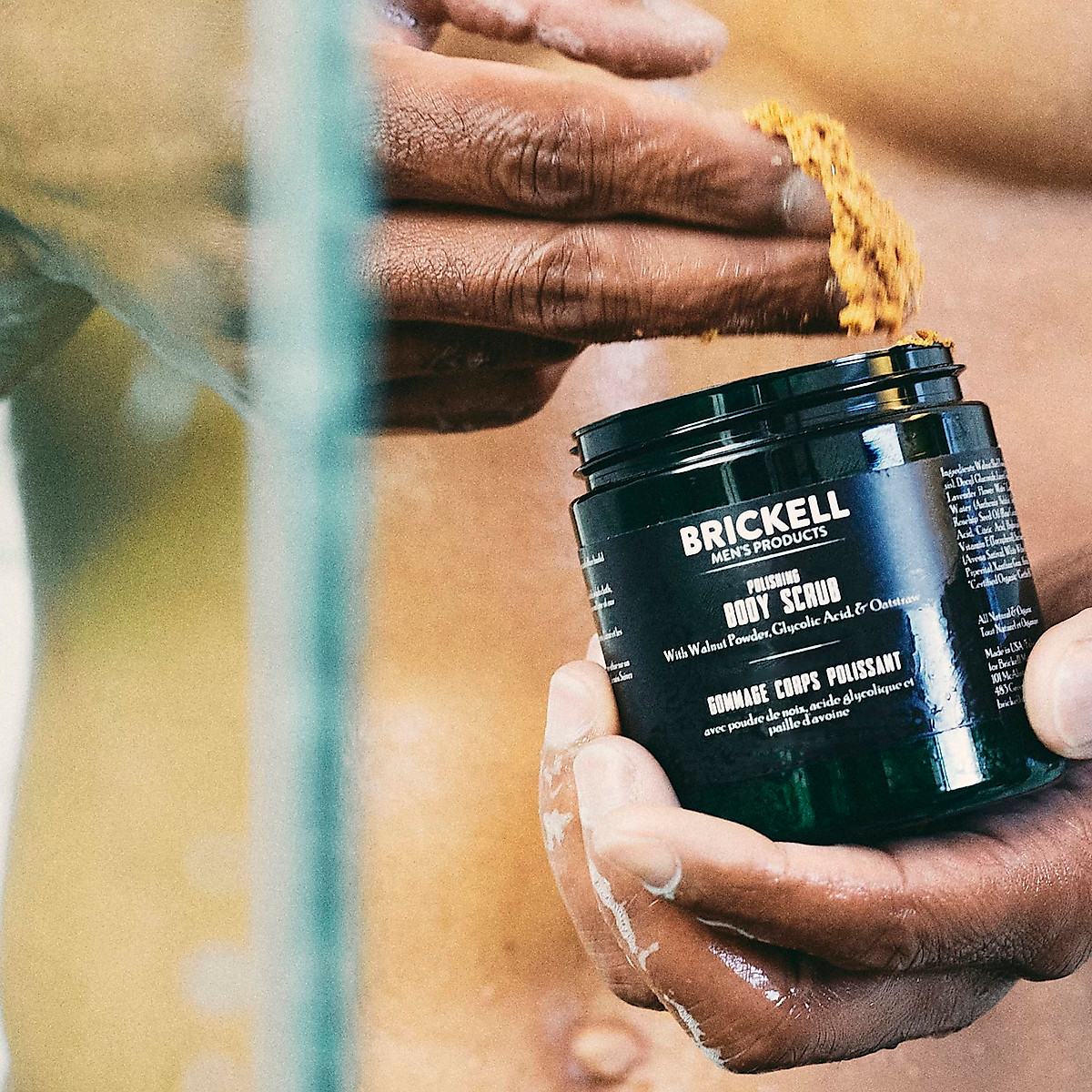Brickell Men's Polishing Body Scrub for Men, Natural and Organic Body Exfoliator to Remove Dirt, Prevent Blemishes, and Brighten Skin (8 ounce)