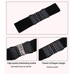VOCHIC Wide Elastic Plus Size Belt for Women Cinch Waist Belt Stretch Waistband, Black, XL(33"- 42")