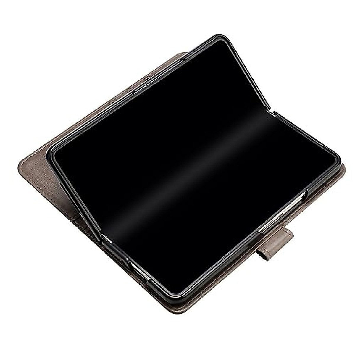 SATURCASE Case for Samsung Galaxy Z Fold 5, Sunflower Embossing PU Leather Flip Magnet Wallet Card Slots Protective Cover for Samsung Galaxy Z Fold 5 (HE-Gray)