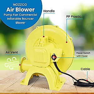 Air Blower for Inflatables 750 Watt, Inflatable Bounce House Blower Indoor Outdoor, Compact and Portable Electric Pump for Bouncy Castle and Swimming Pool