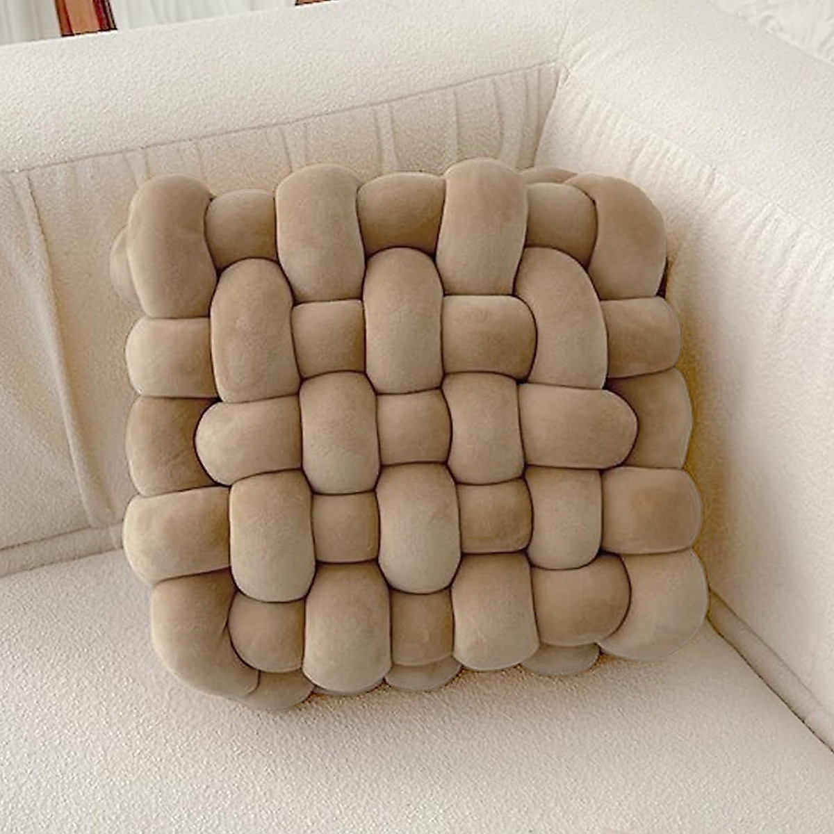 Velvet Chunky Yarn Bulky Giant Arm Knitting Yarn, Super Soft Tubular Weight Jumbo Yar n,DIY Crochet Hand Knitting Thick Ya rn for Blanket,Pet Bed, Rugs Pillow,Handbag(2.2lb-Khaki)