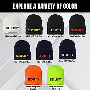 Army Universe Security Embroidered Beanie Warm Winter Watch Cap Security Winter Hat Uniform (Black with White Security)