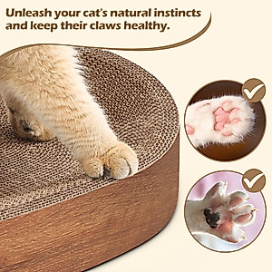 ComSaf Cat Scratching Board - Cat Scratcher for Indoor Cats, Cardboard Cat Scratch Pad Oval Cat Scratcher Bed for Kitten, Durable Cat Scratcher Bowl Circle, Furniture Protector from Cat Claws