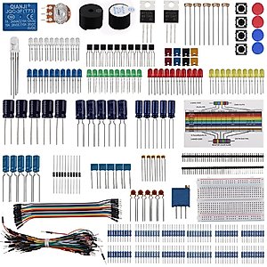 Keywishbot Electronic Component Base Fun Kit Bundle with Breadboard Cable Resistor,Capacitor,LED,Potentiometer Development Board,MEGA2560,for Arduino, Raspberry Pi